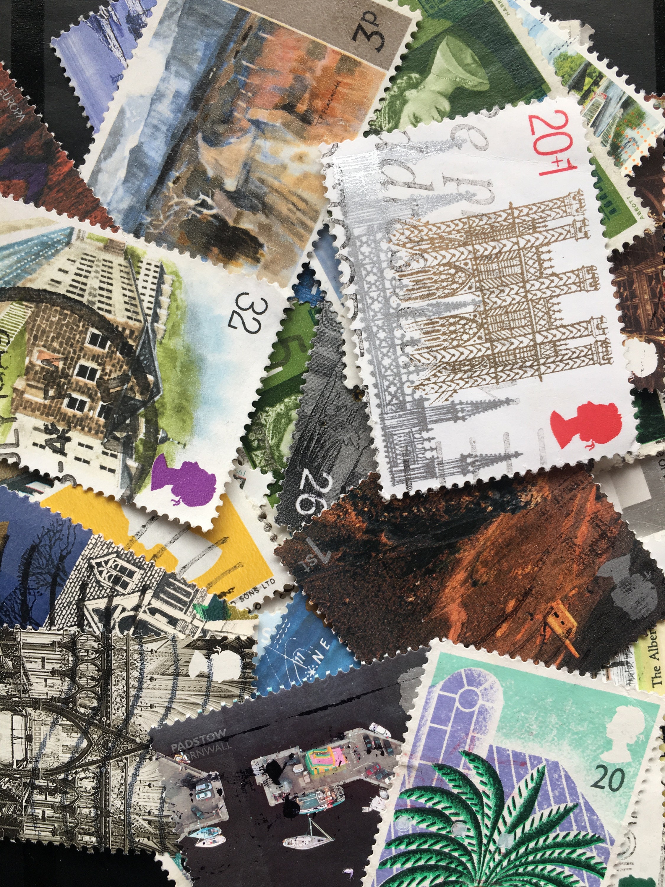 50 Vintage British Landmarks Postage Stamps: Crafting, Collage - Etsy