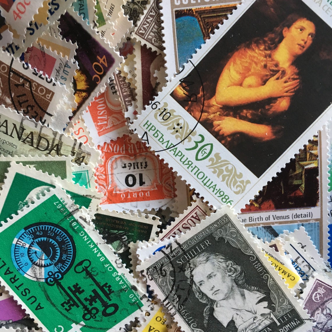 50g Vintage FOREIGN POSTAGE STAMPS around 500 or Used - Etsy