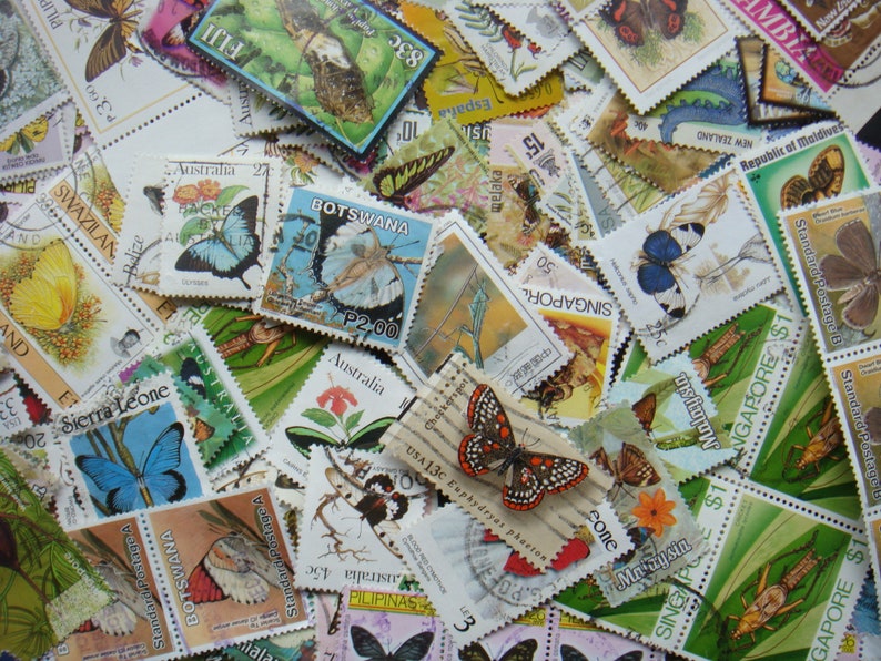 50 Butterflies Moths Insect Postage Stamps All Different off - Etsy