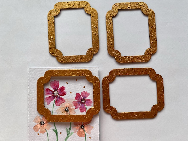 Gold Painted Mini Picture Frames: Embossed Wooden Craft Frames (set of ...