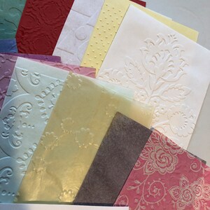 Sheets of Hand Embossed Assorted Papers, 20 Plus Embossed Packet ...