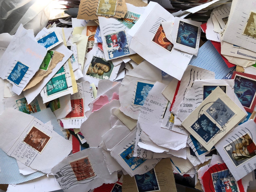 1kg British Postage Stamps Vintage Kiloware Franked ON Paper - Etsy