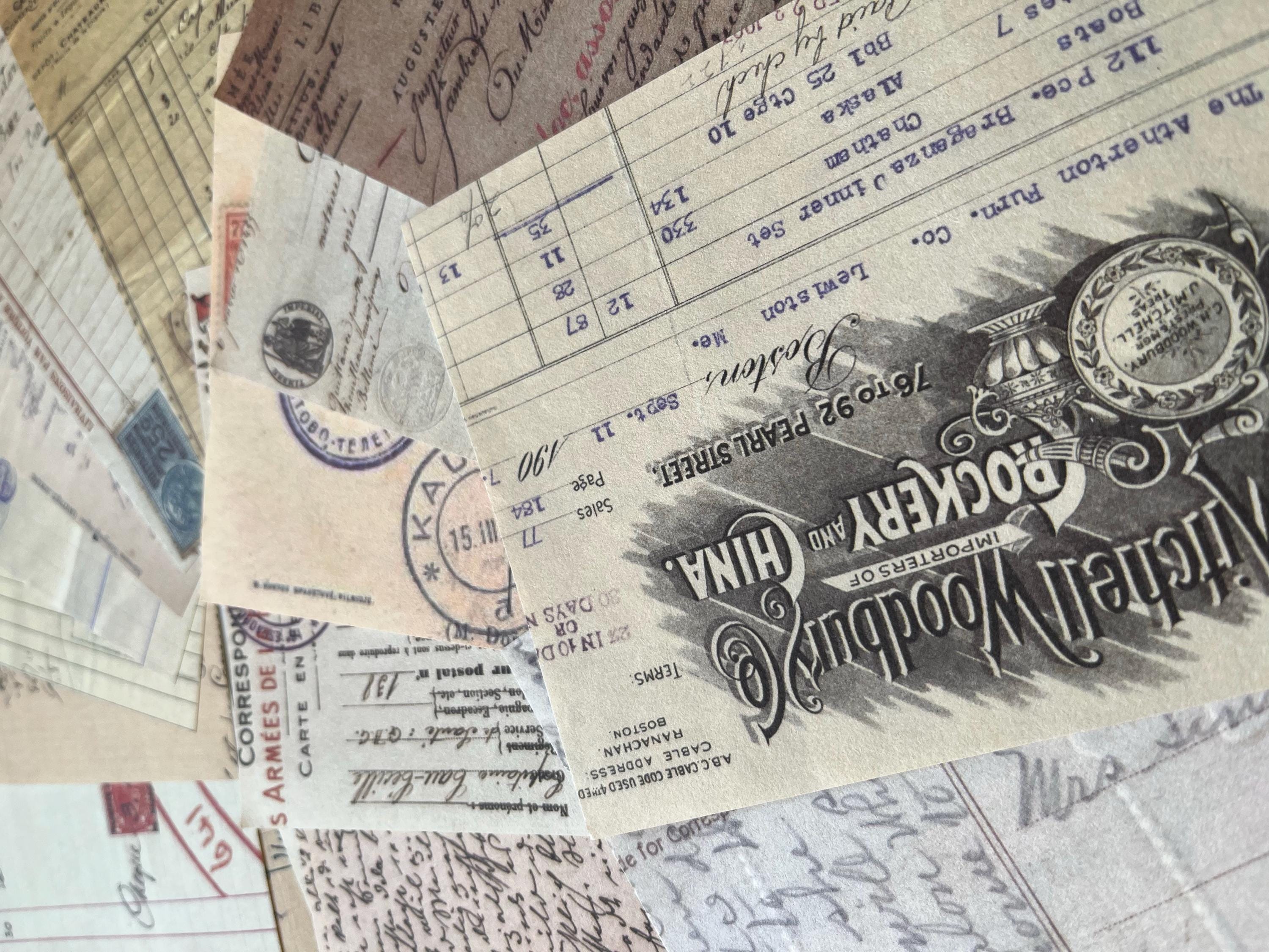 25 Sheets Craft Paper, Vintage Invoices, Letters, Bills, Receipts ...