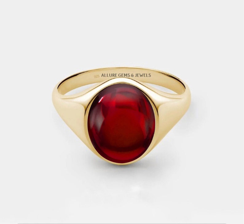 MENS RUBY Ring Gold Signet RingRed Gemstone Signet Ring | Etsy