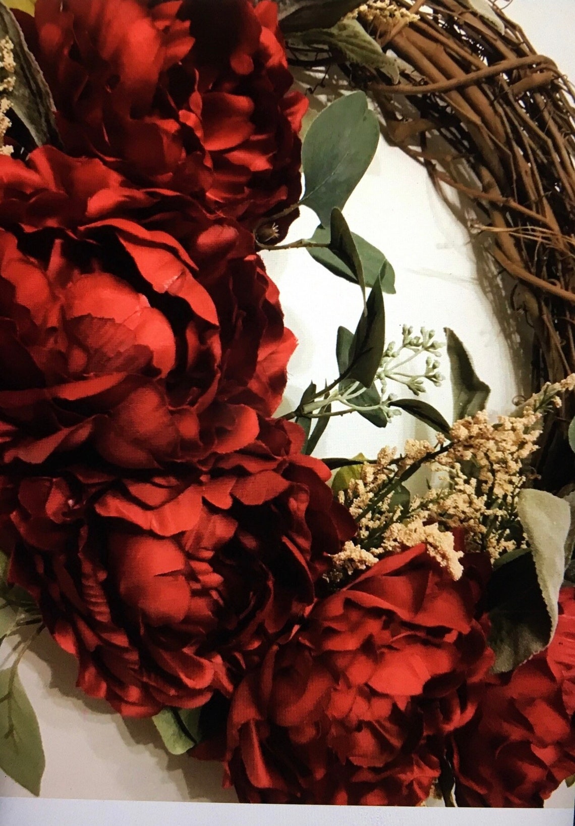 Burgundy Peony Fall Wreath: Farmhouse Autumn Door Decor - Etsy