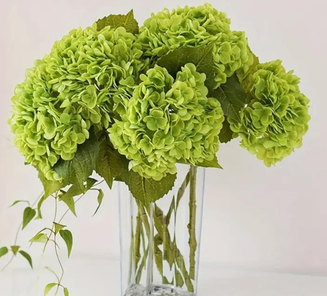 Real Touch Green Hydrangea Stems: Artificial Wedding Bouquet Flowers ...