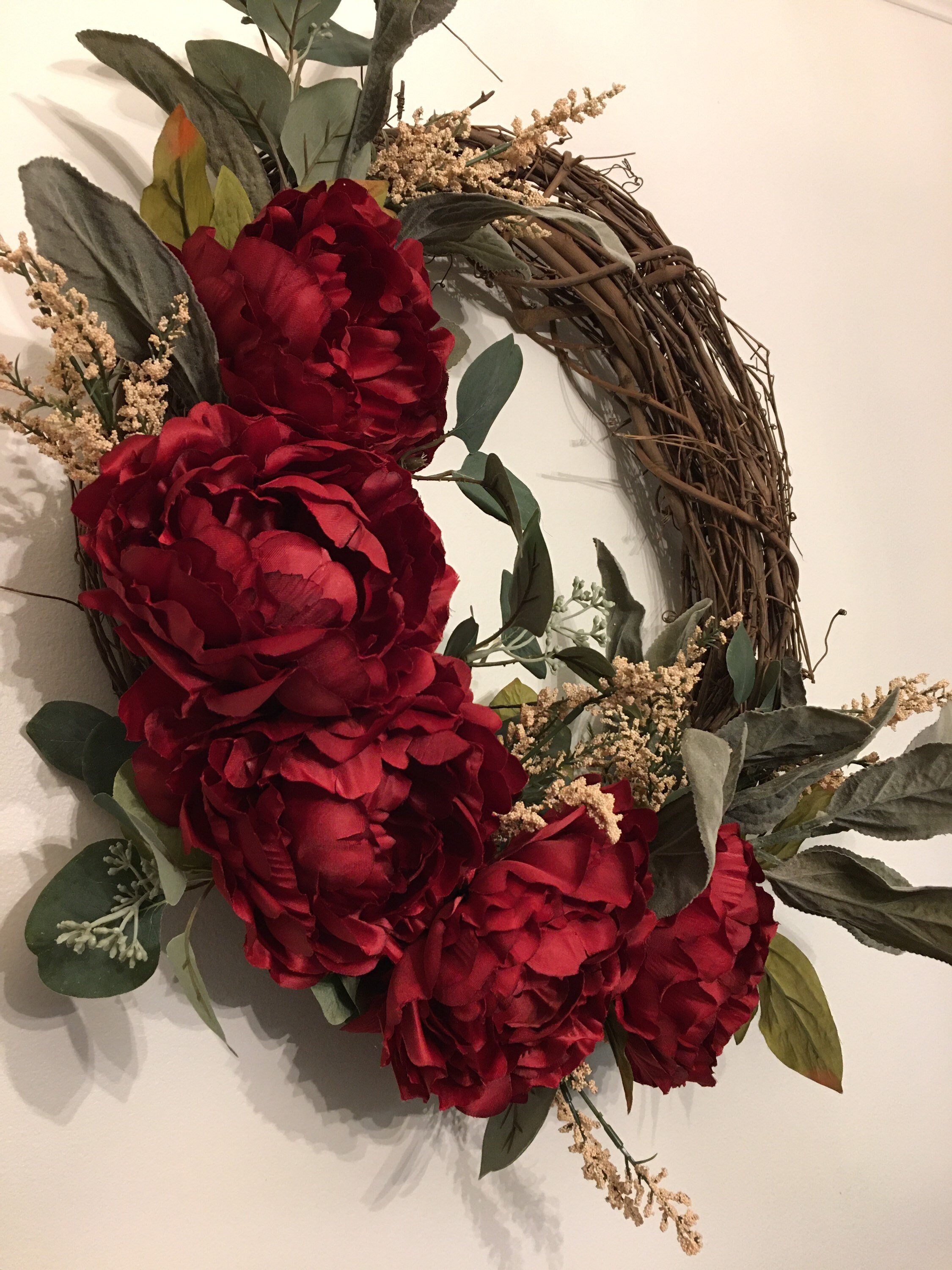 Burgundy Peony Fall Wreath: Farmhouse Autumn Door Decor - Etsy