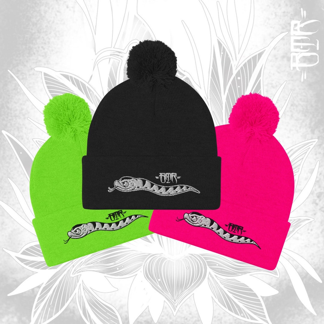 Hognose Snake Hat | Black Pink Green Snake Hat | Snake Beanie | Hognose ...
