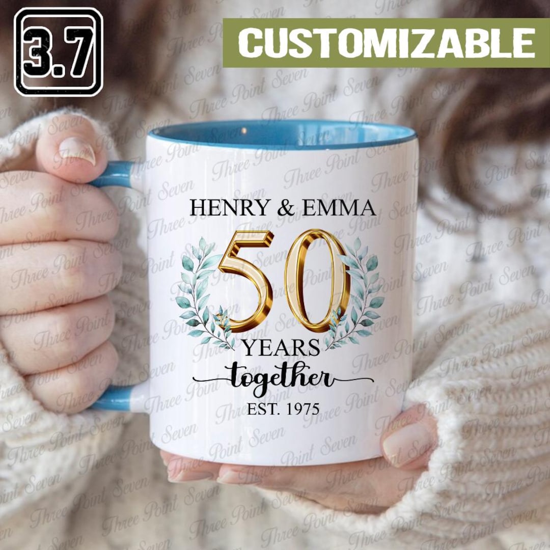 Personalized 50th Anniversary Mug, Custom Wedding Anniversary Gift for ...