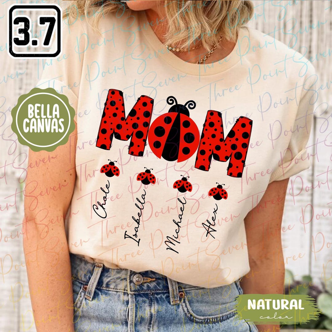 Personalized Ladybug Mom Shirt, Ladybug Mama T-shirt, Custom Gift for ...