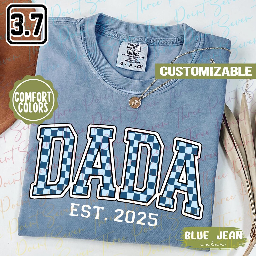 Personalized Checkered Dada Comfort Colors® Shirt, Custom Dad T-shirt ...