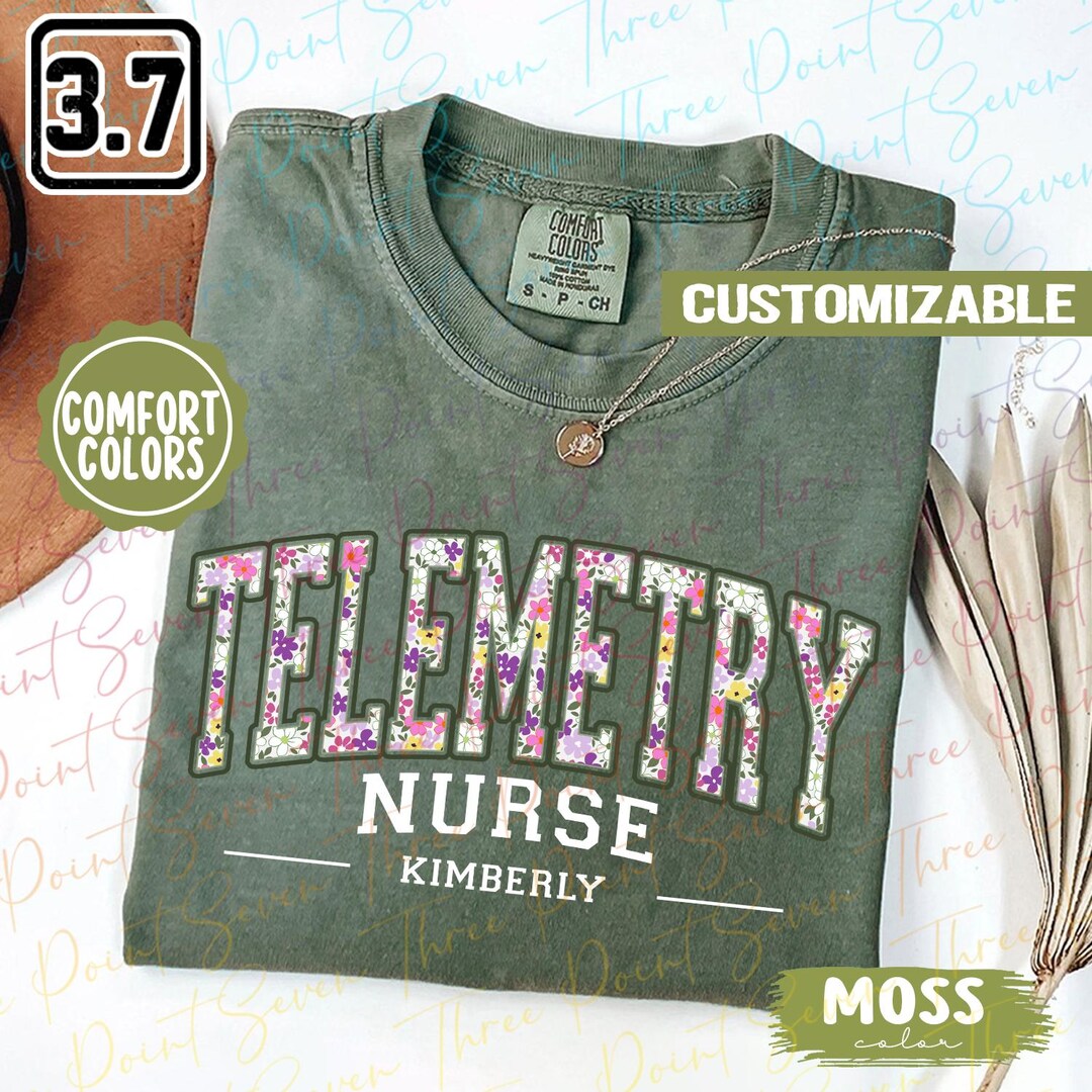 Personalized Telemetry Nurse Comfort Colors® Shirt, Tele Nurse ...