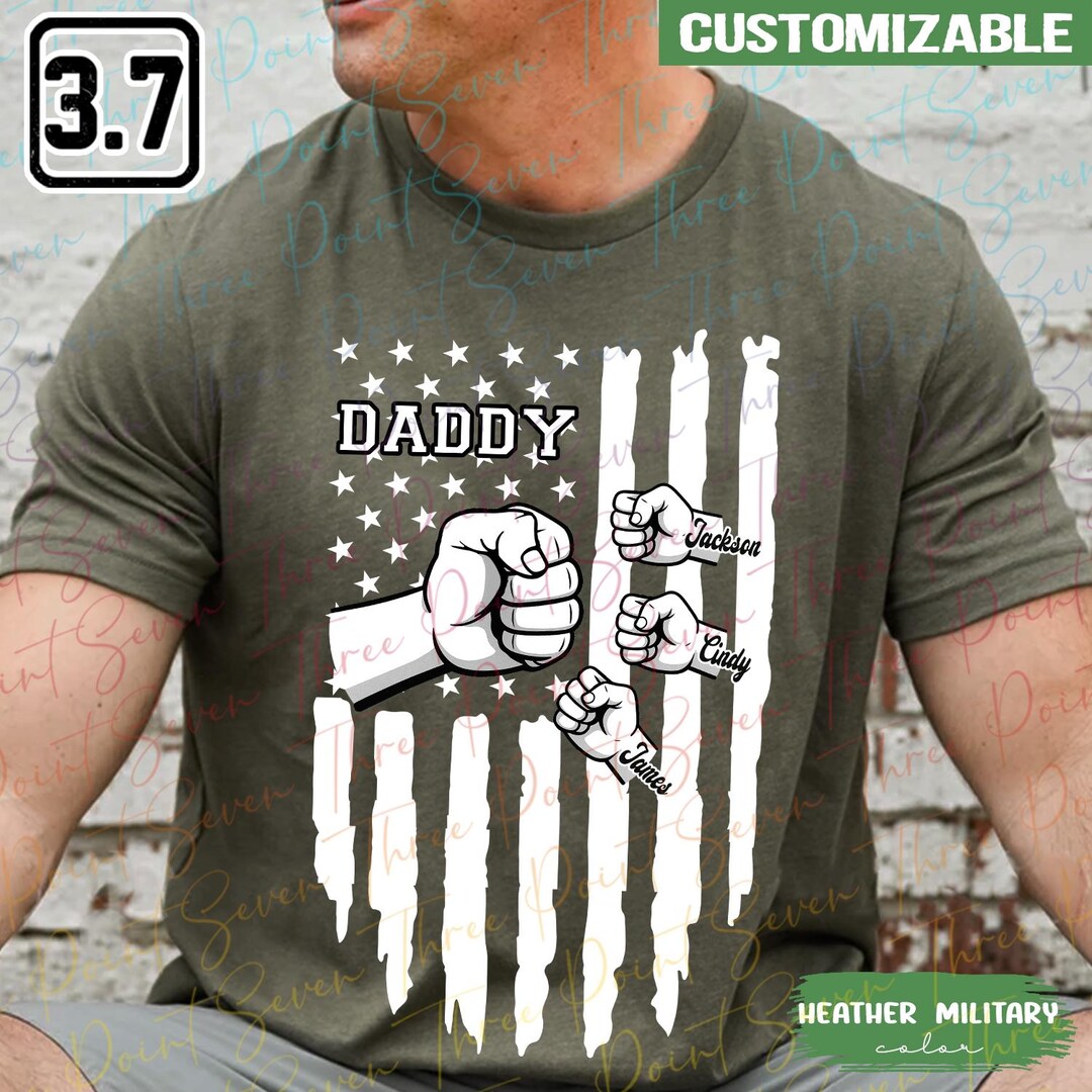 Personalized Daddy Flag Shirt, Custom Hand Daddy With Hands Kids, Dad ...