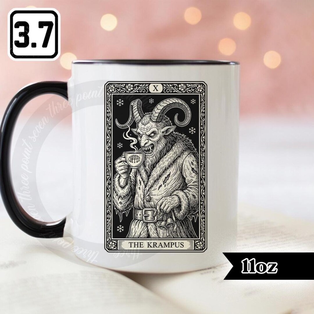 Krampus Tarot Mug, Gothic Christmas Coffee Cup, Creepy Christmas Gift ...