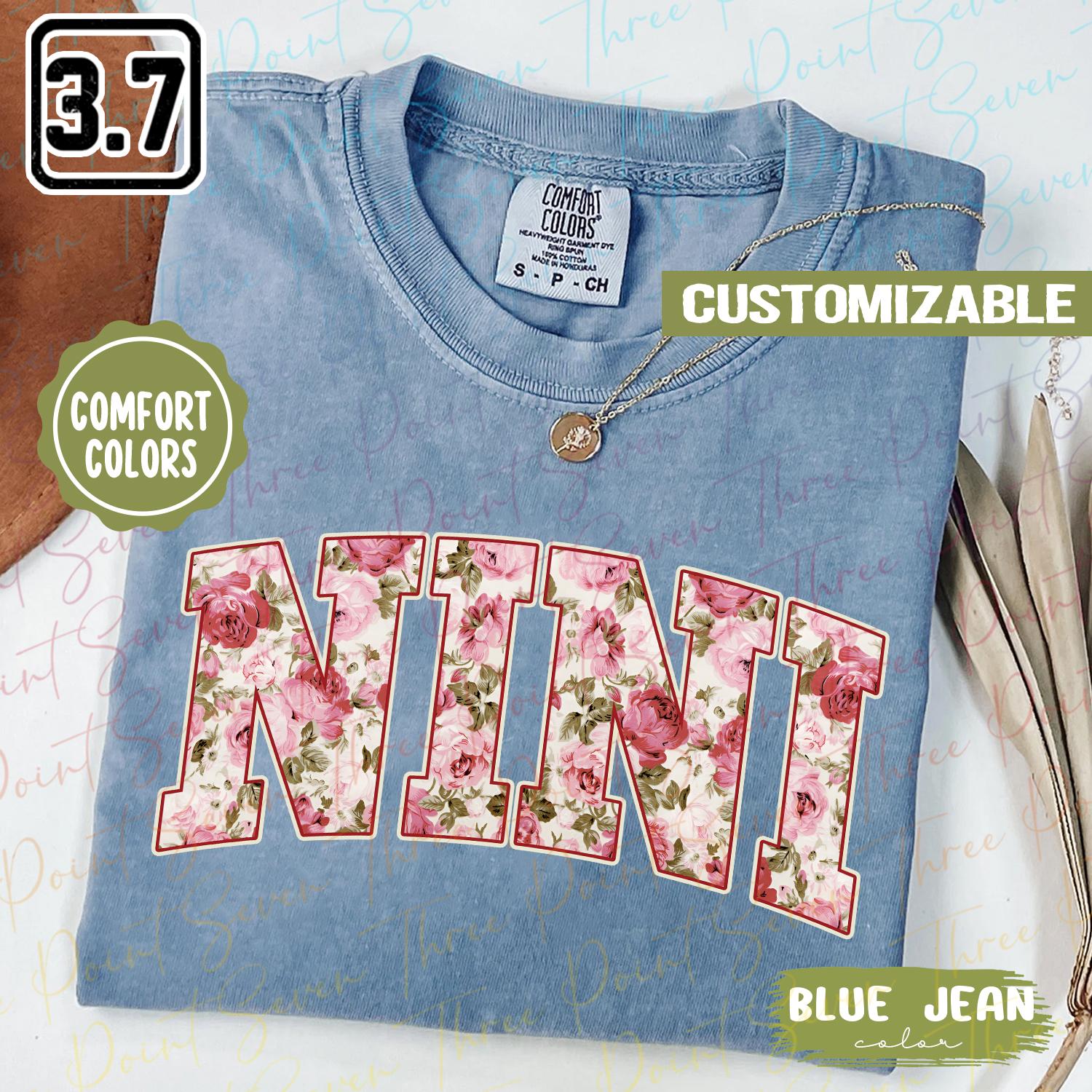 Personalized Floral Nini Shirt, Custom Gift for Grandma, Comfort Colors ...