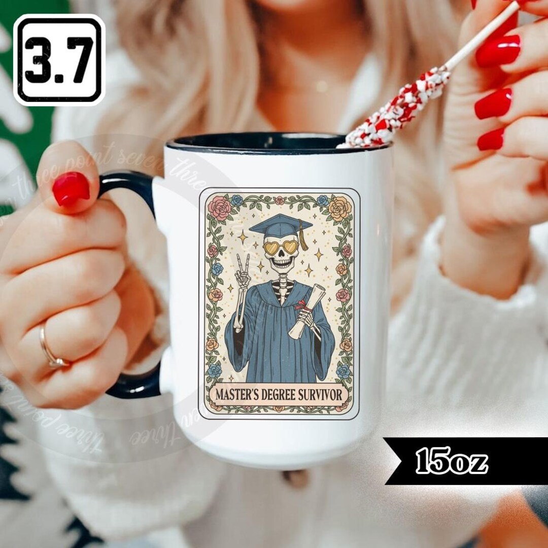 Master’s Degree Survivor Mug 2025, Graduate Tarot Card Gift, Funny ...