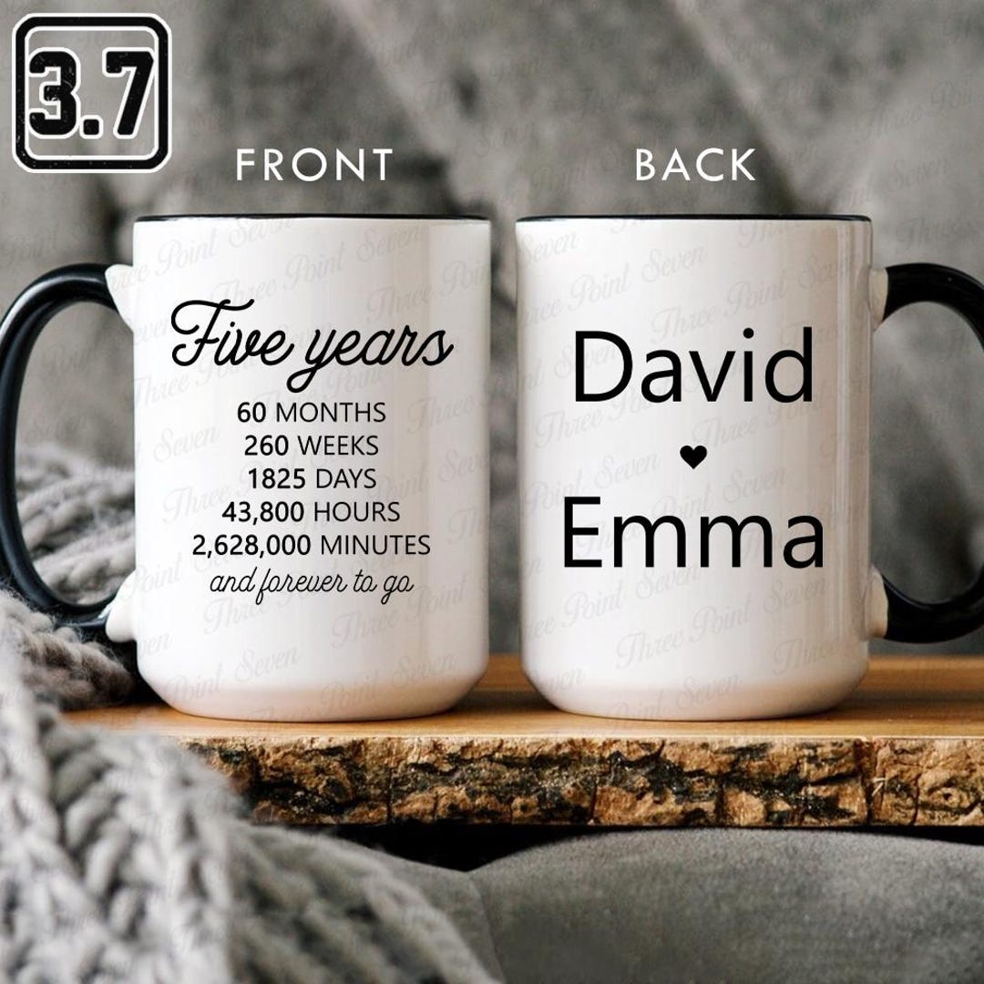 Personalized Five Years Married Mug, 5th Anniversary Gift, Couple Gift ...