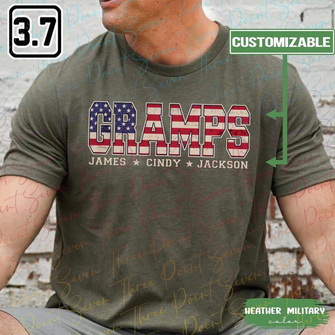 Personalized Gramps USA Flag Shirt, Custom Grandpa With Names ...