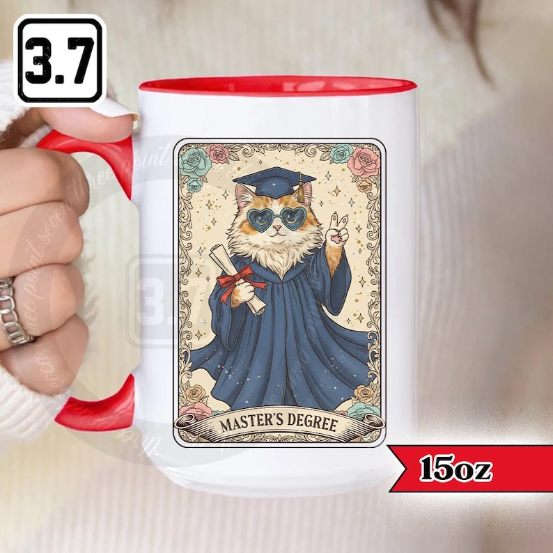 Master’s Degree Graduation Mug, Cat Graduate Tarot Card Gift, Funny ...
