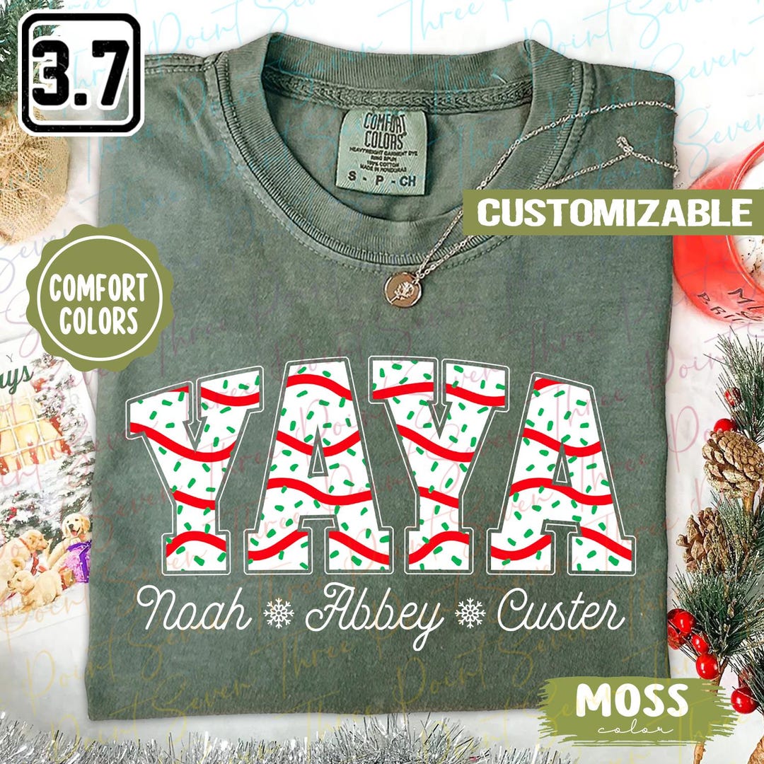 Personalized Yaya Christmas Tree Cakes Shirt, Custom Grandma Christmas ...