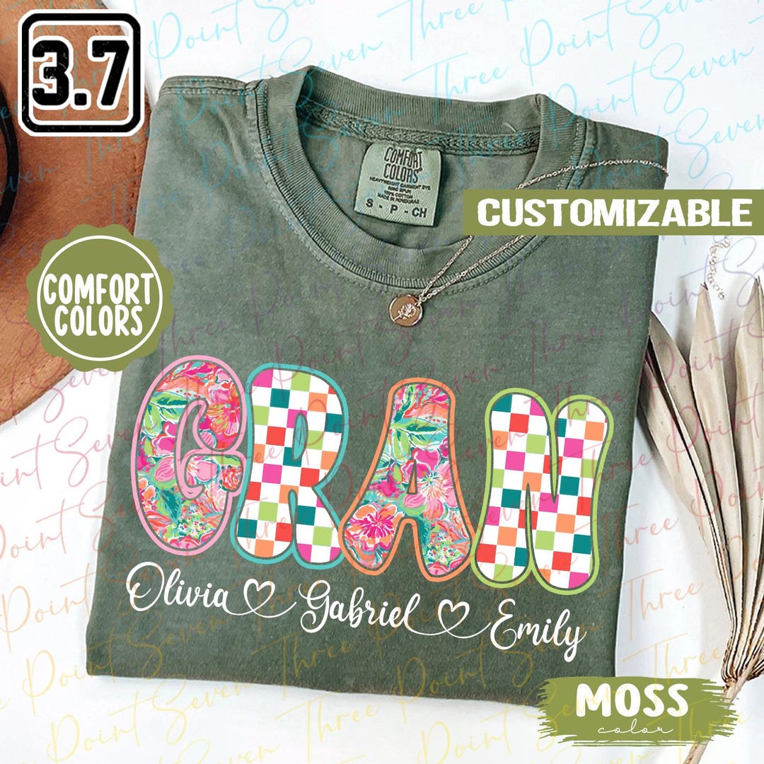 Personalized Preppy Gran Shirt, Floral Gigi Comfort Colors® T-shirt ...
