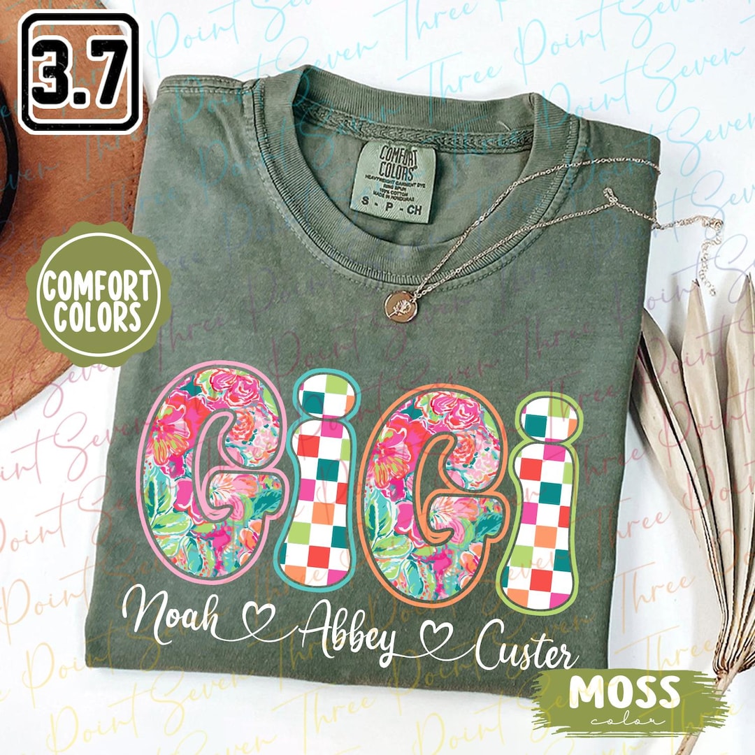 Personalized Preppy Gigi Comfort Colors® Shirt, Floral Gigi T-shirt ...