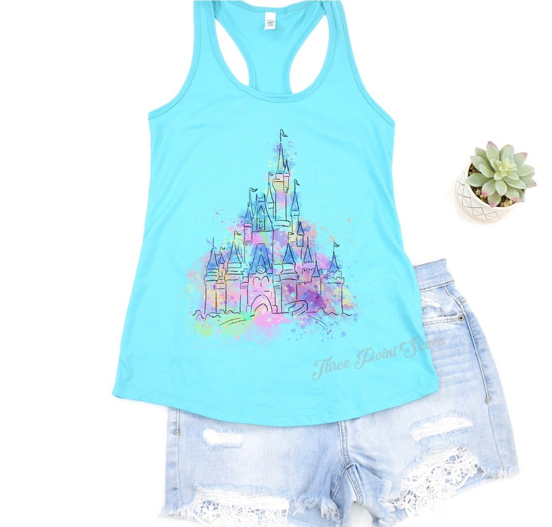 Watercolor Castle Tank Top, Magic Kingdom Tank Top E0279 - Etsy