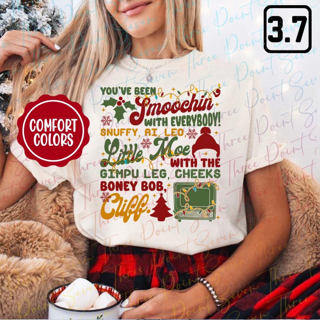 Comfort Colors Christmas Movie Shirt, Christmas Story Shirt, Smooching ...