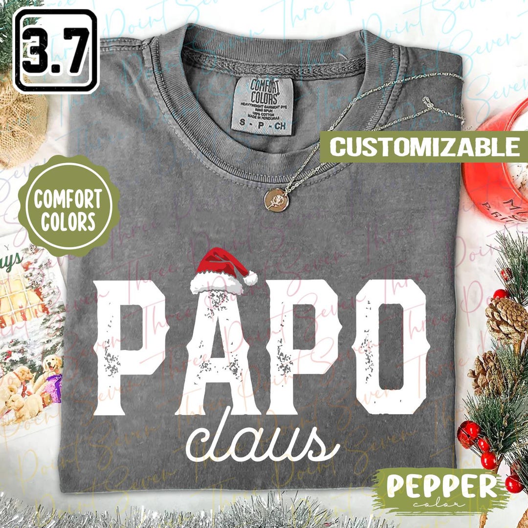 Personalized Papo Claus Comfort Colors® Shirt, Grandpa Christmas Shirt ...
