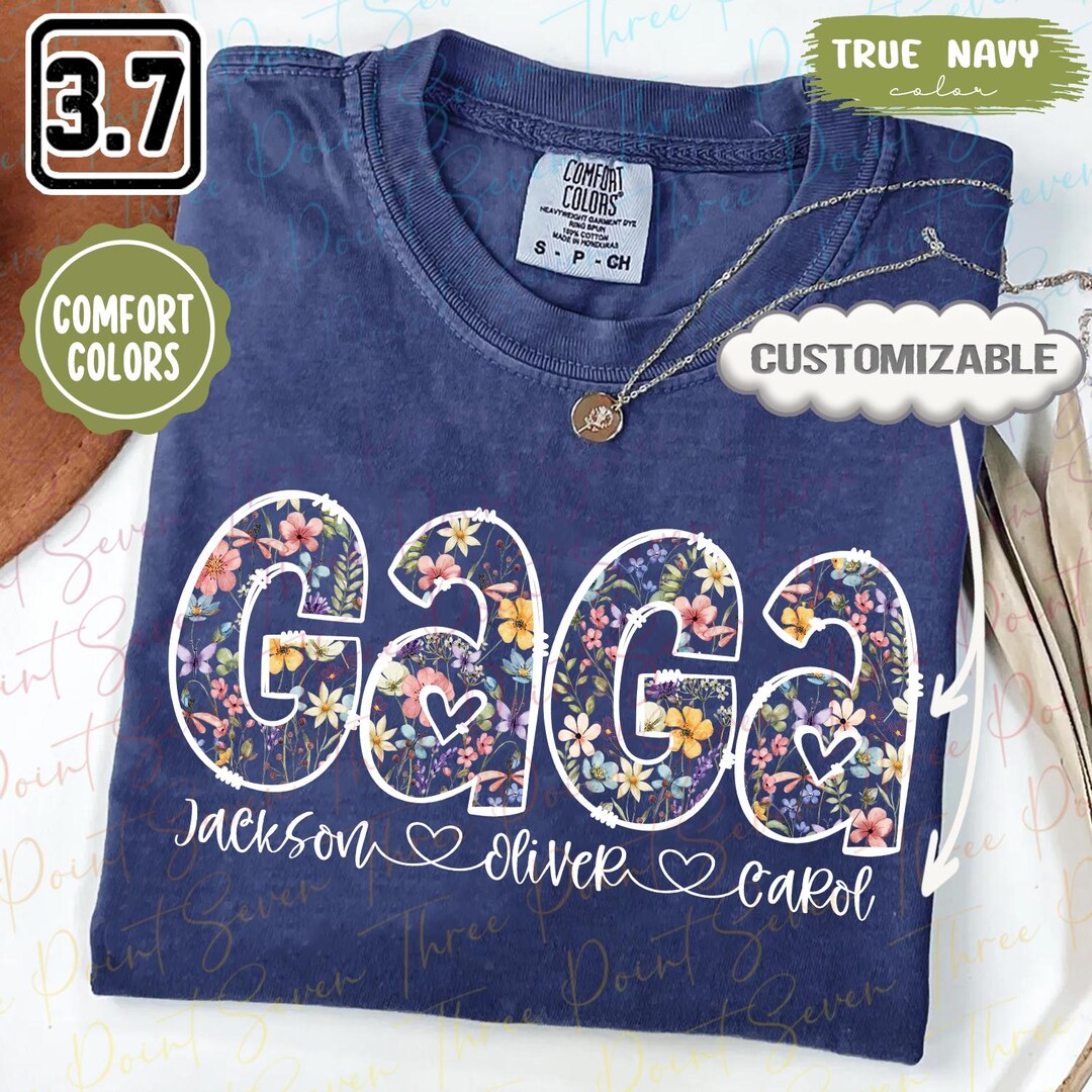 Personalized Floral Gaga Shirt, Retro Grandma Comfort Colors® T-shirt ...