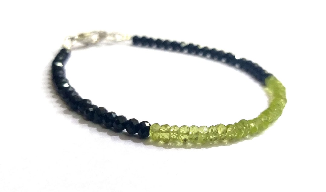 Black Spinel & Peridot Beads Bracelet Peridot Spinel 3-4mm - Etsy