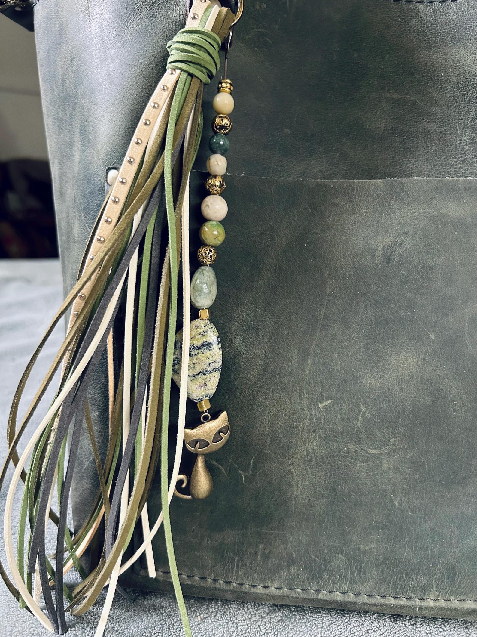 Greens, Gold, and Corals Tassel and Beads Purse Flair - Etsy