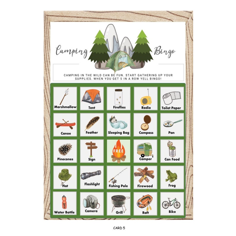 Camping Bingo, Fun for Kids, Adventure Time Bingo - Etsy
