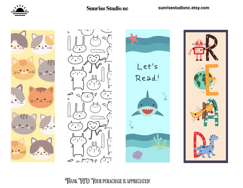 Kids Bookmarks 4 Kids Bookmarks One Bookmark to Color Make - Etsy