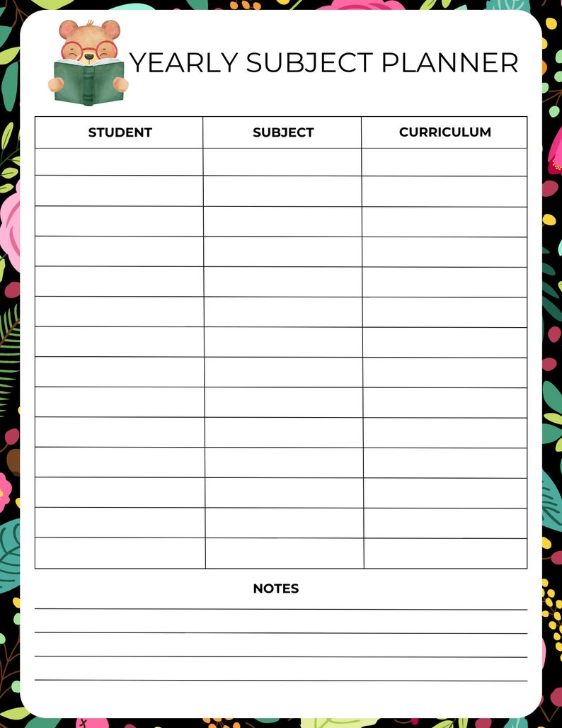 Homeschool Planner, Floral Homeschool Planner, Daily & Weekly Schedules ...