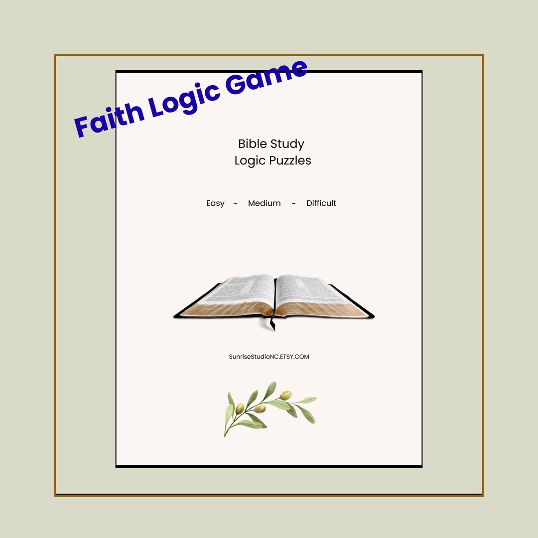 Bible Study Logic Puzzle Pack | Easy, Medium & Difficult | Christian ...