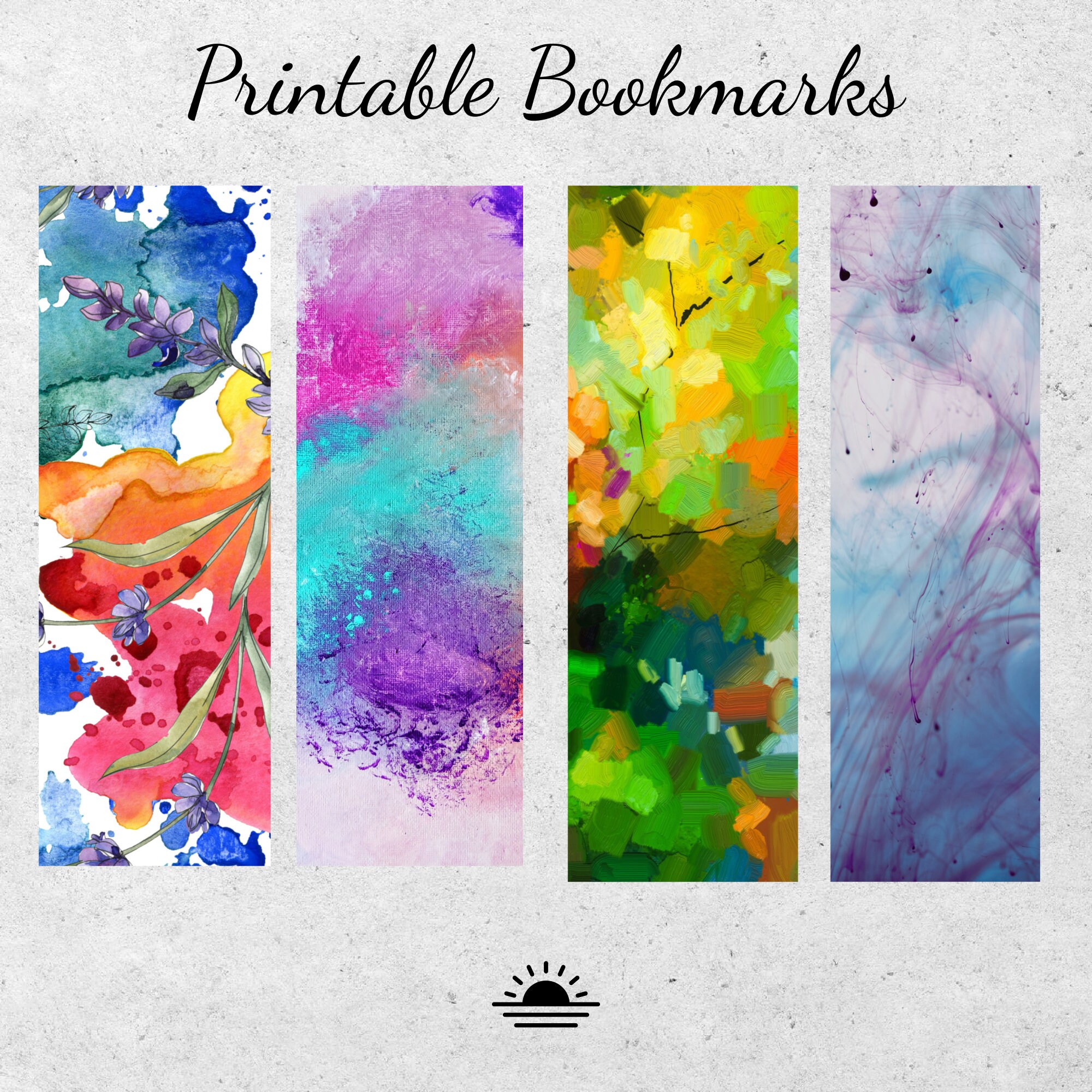 Abstract Watercolor Bookmarks: Printable Bookmark Set (PDF) - Etsy