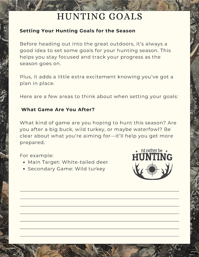Hunting Journal With Gear Checklist, Goals, Logbook, Scouting Notes ...