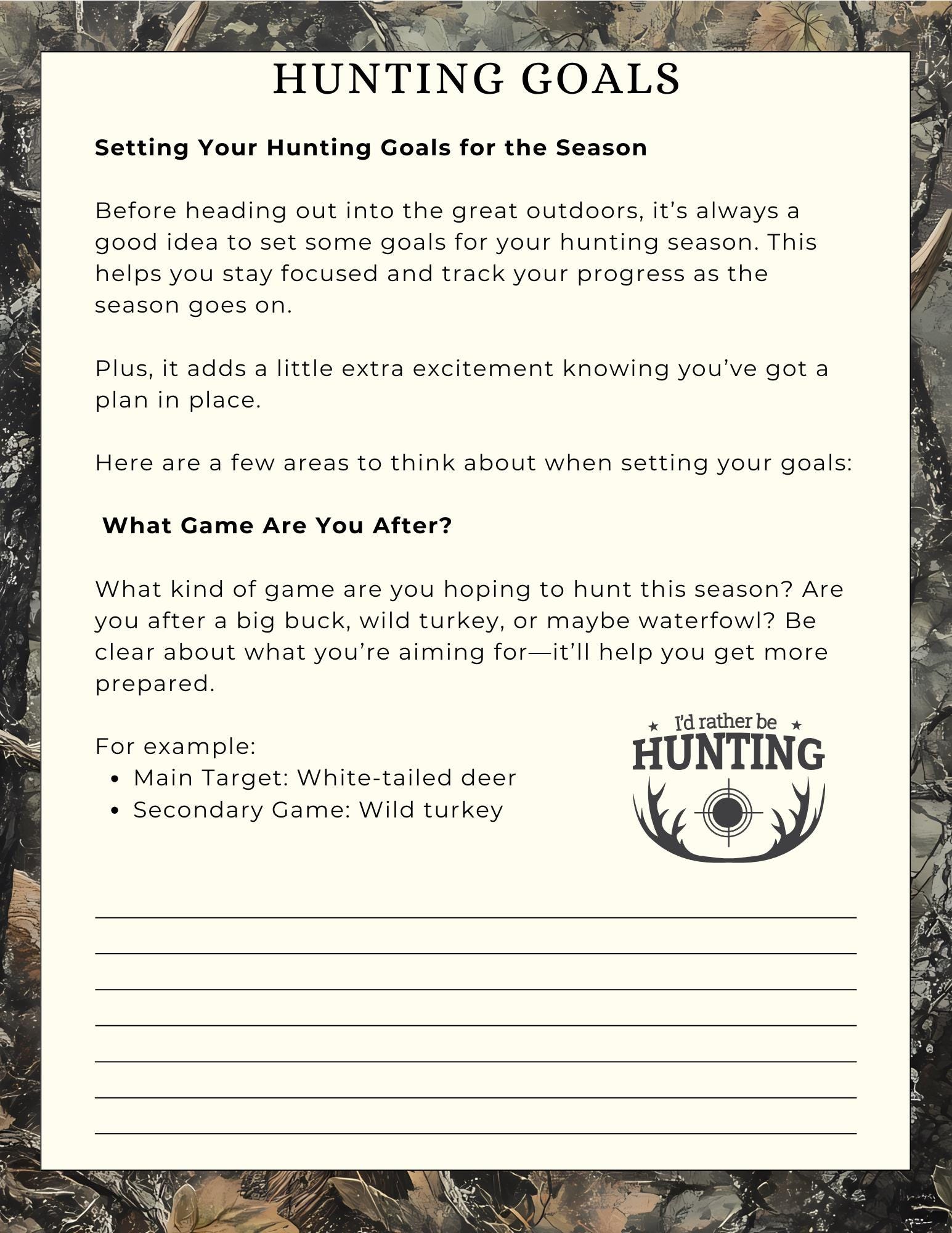 Hunting Journal With Gear Checklist, Goals, Logbook, Scouting Notes ...