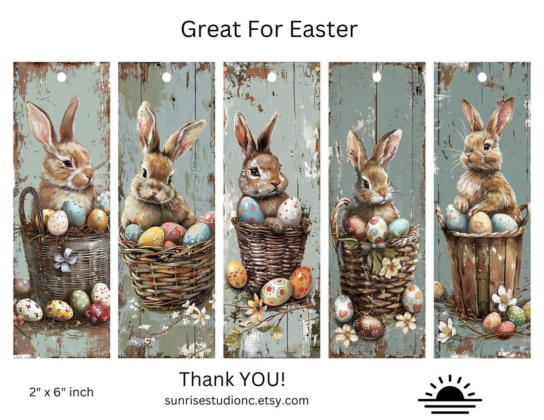 Easter Bunny Bookmarks, Vintage Rabbit Bookmarks, Spring Easter Gift ...