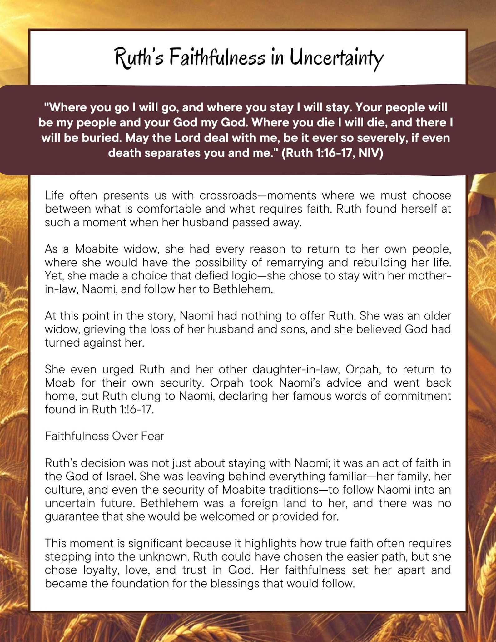 The Story of Ruth Bible Study: Faith-based Devotional - Etsy