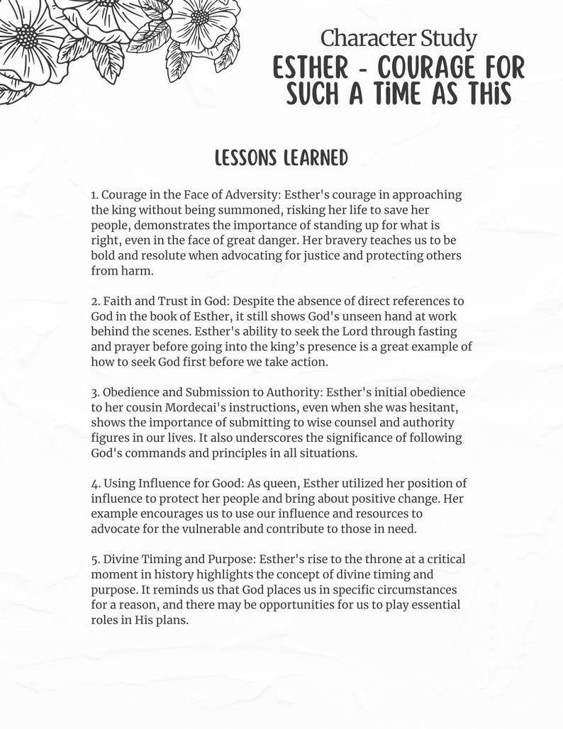 Bible Character Study on Esther, Courage for Such a Time as This, Women ...