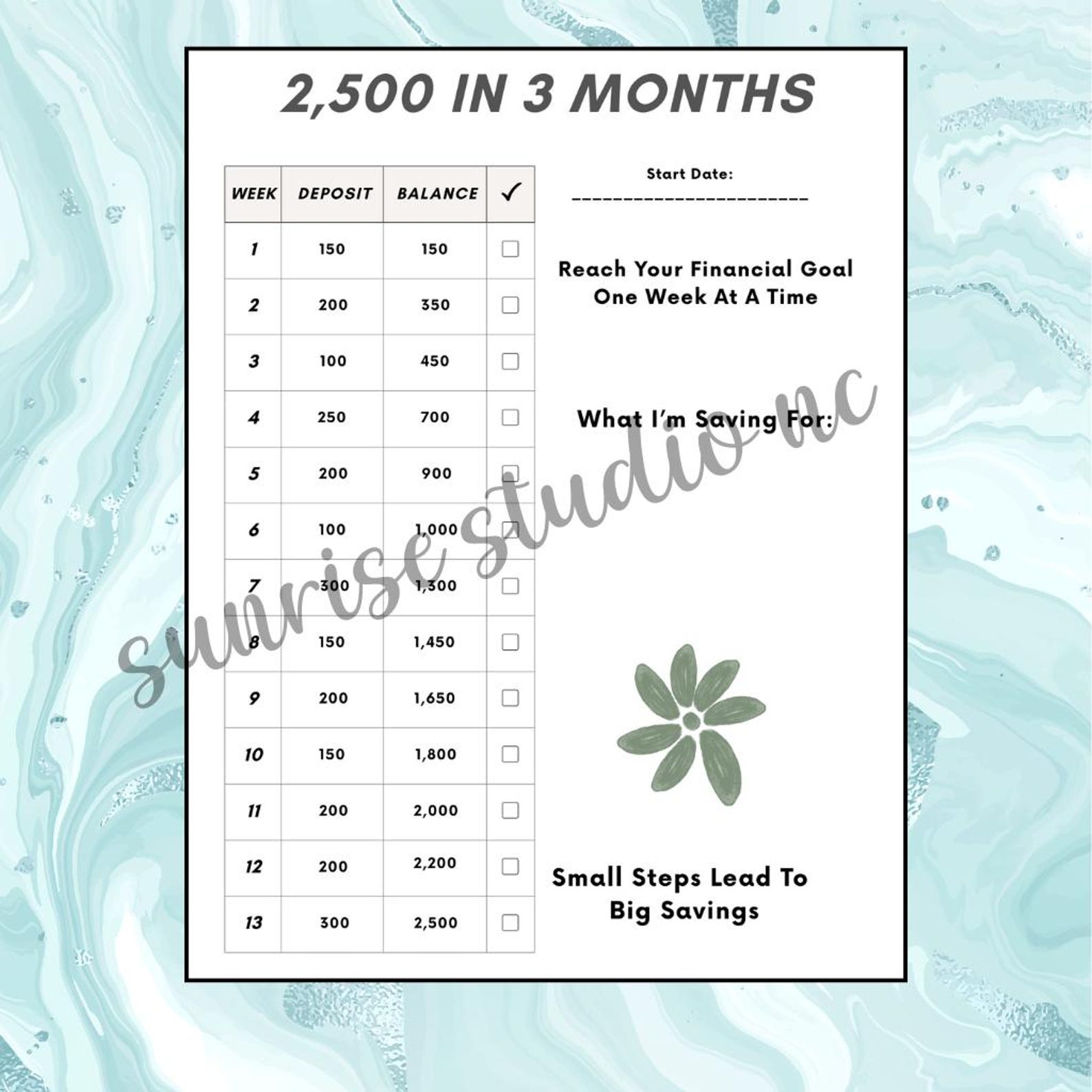Savings Challenge Printable: Money Goal Tracker, Budget Planner ...