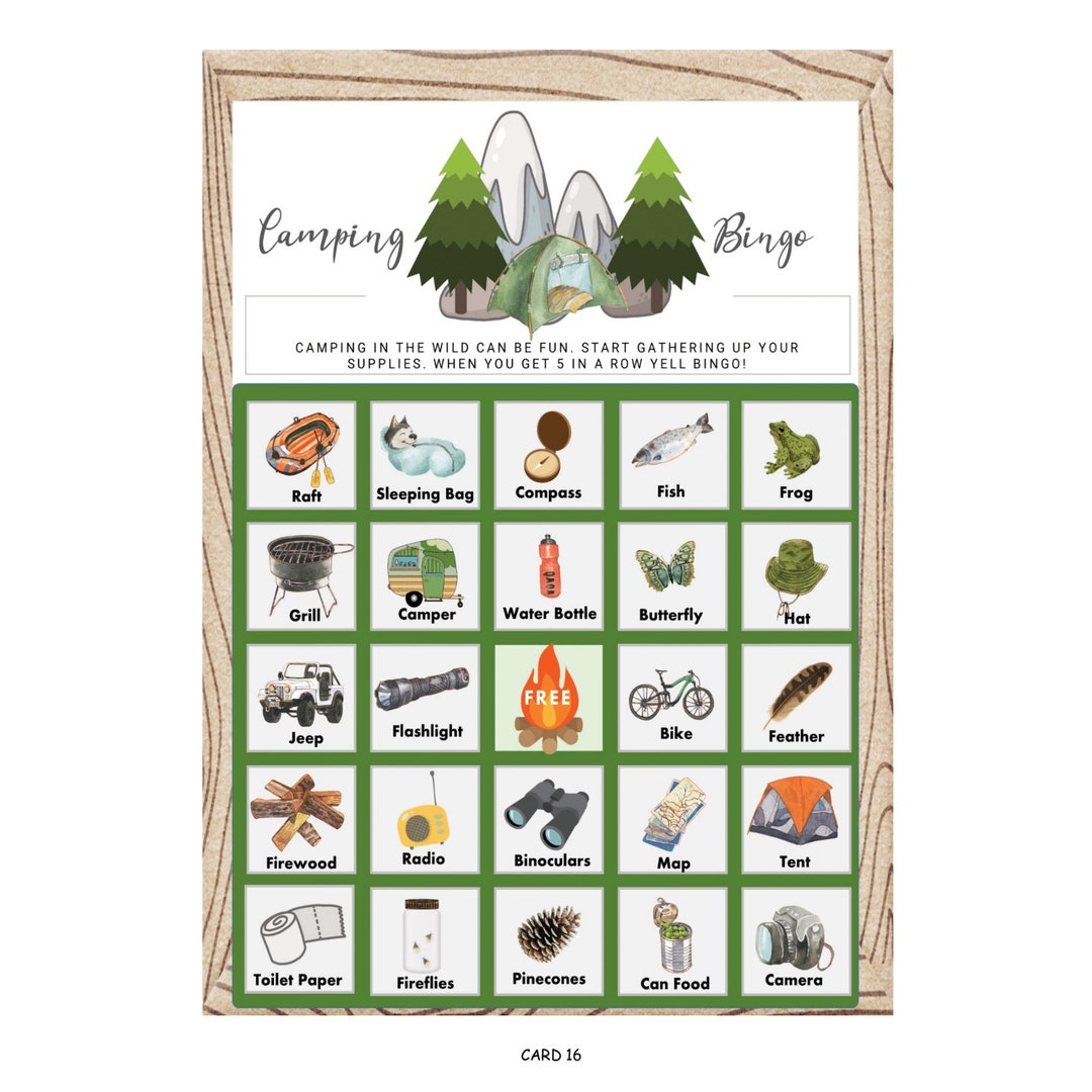 Camping Bingo, Fun for Kids, Adventure Time Bingo - Etsy
