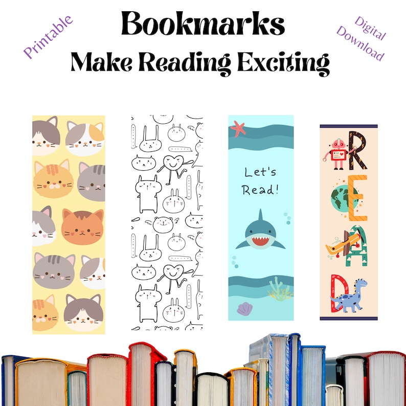 Kids Bookmarks 4 Kids Bookmarks One Bookmark to Color Make - Etsy
