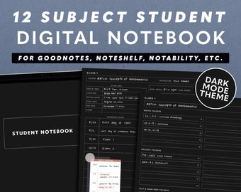 Student Digital Notebook 12 Subject Academic Notebook for Goodnotes ...