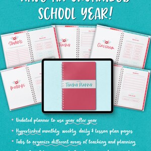 Undated Blue and Pink Landscape Teacher Digital Planner for iPad and ...