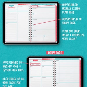 Undated Blue and Pink Landscape Teacher Digital Planner for iPad and ...