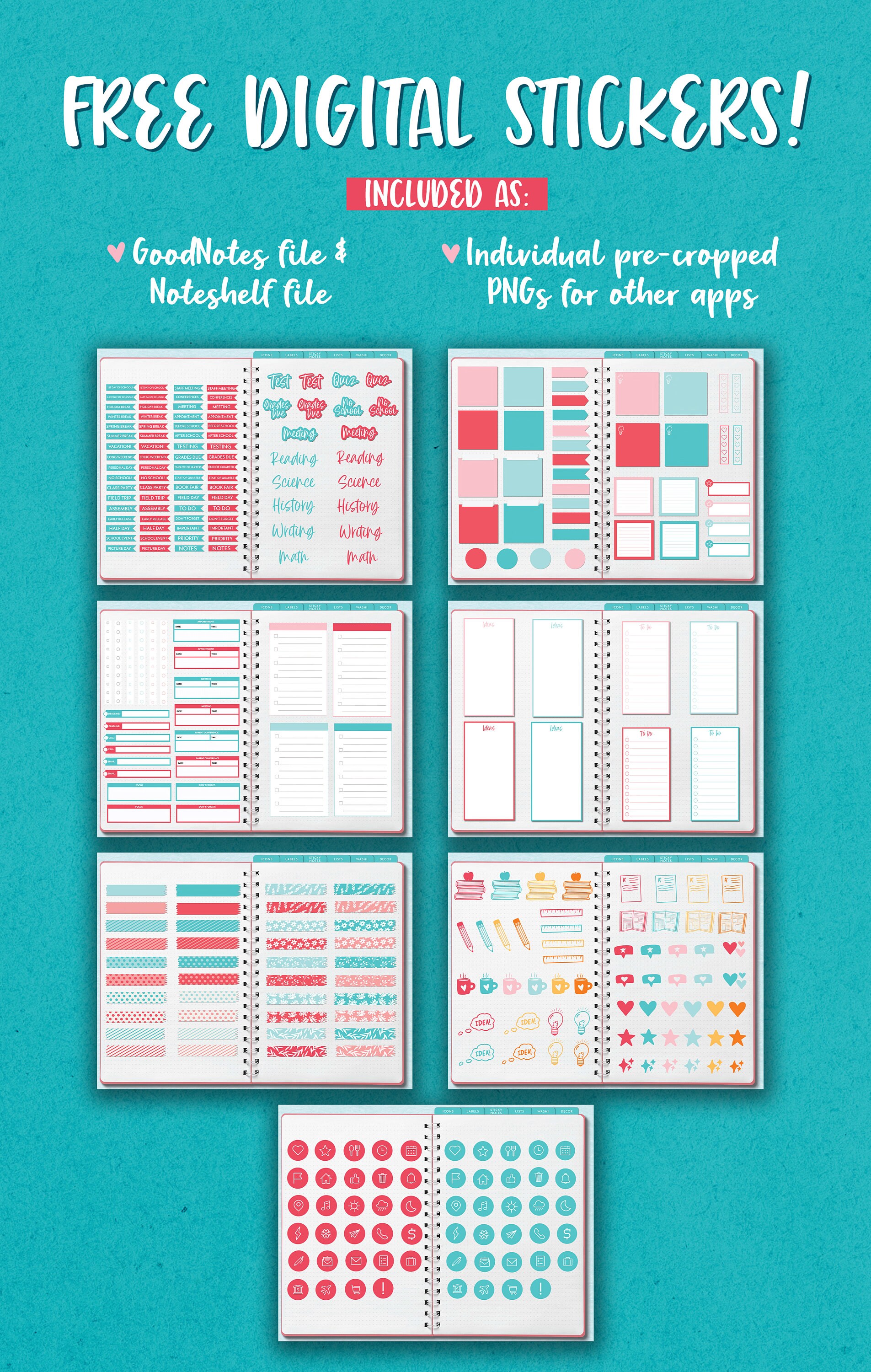 Undated Blue and Pink Landscape Teacher Digital Planner for | Etsy