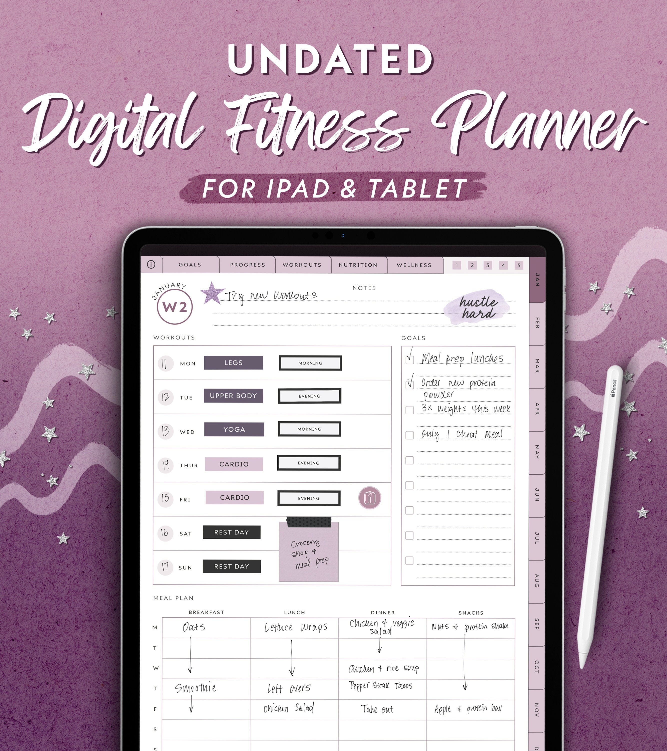 Calendars & Planners Paper Portrait Fitness Digital Planner for iPad ...